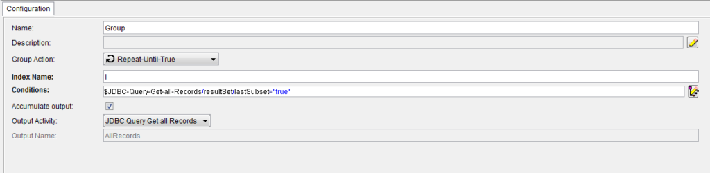 Tibco JDBC Query with Accumulated OutPut